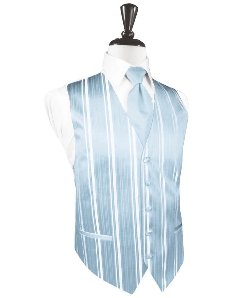 Light Blue Striped Satin Vest | Rental | Tuxedo Vest