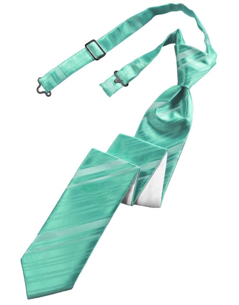Striped Satin Skinny Tie in Mermaid