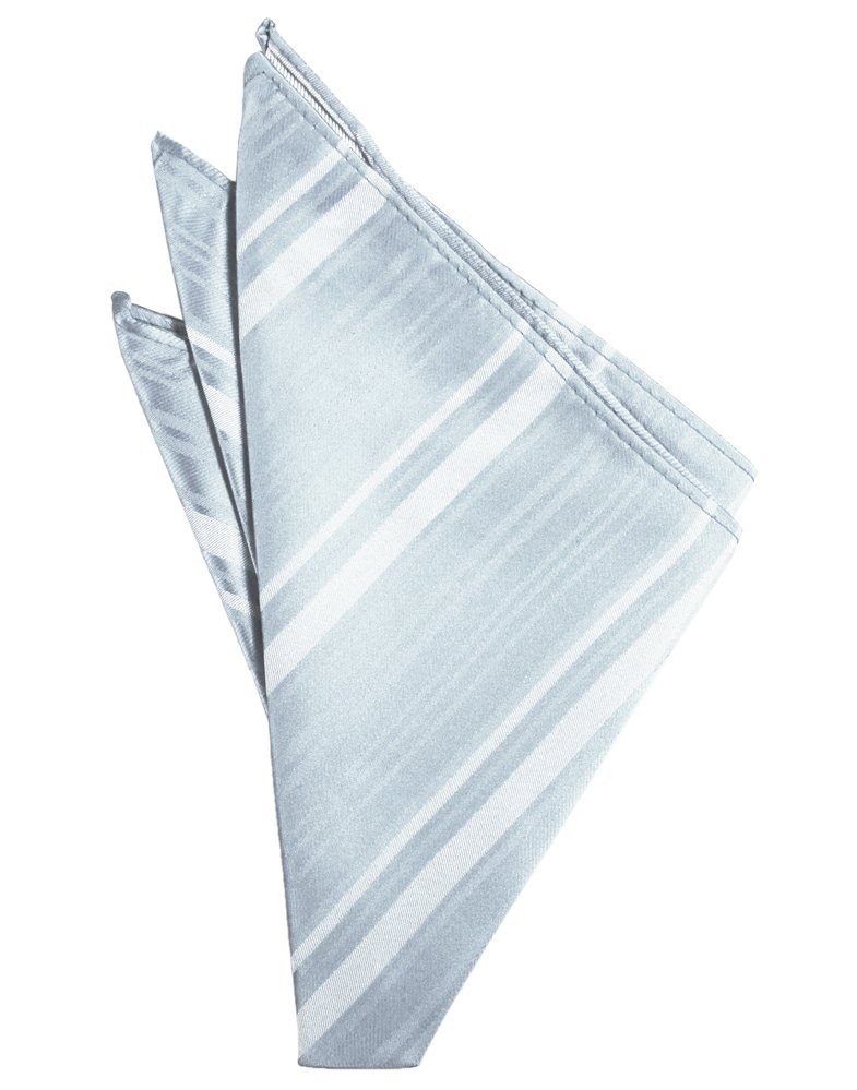 Light Blue Striped Satin Pocket Square | Rent or Buy