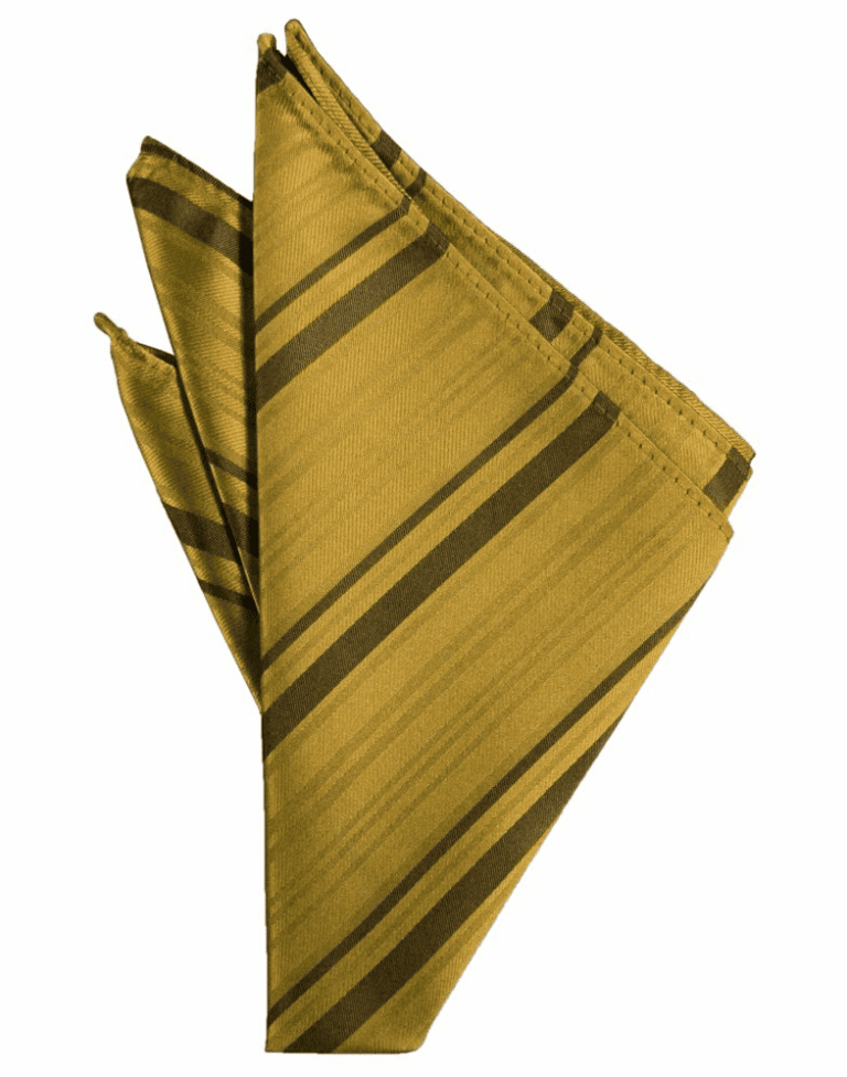 New Gold Striped Satin Pocket Square | Rent or Buy