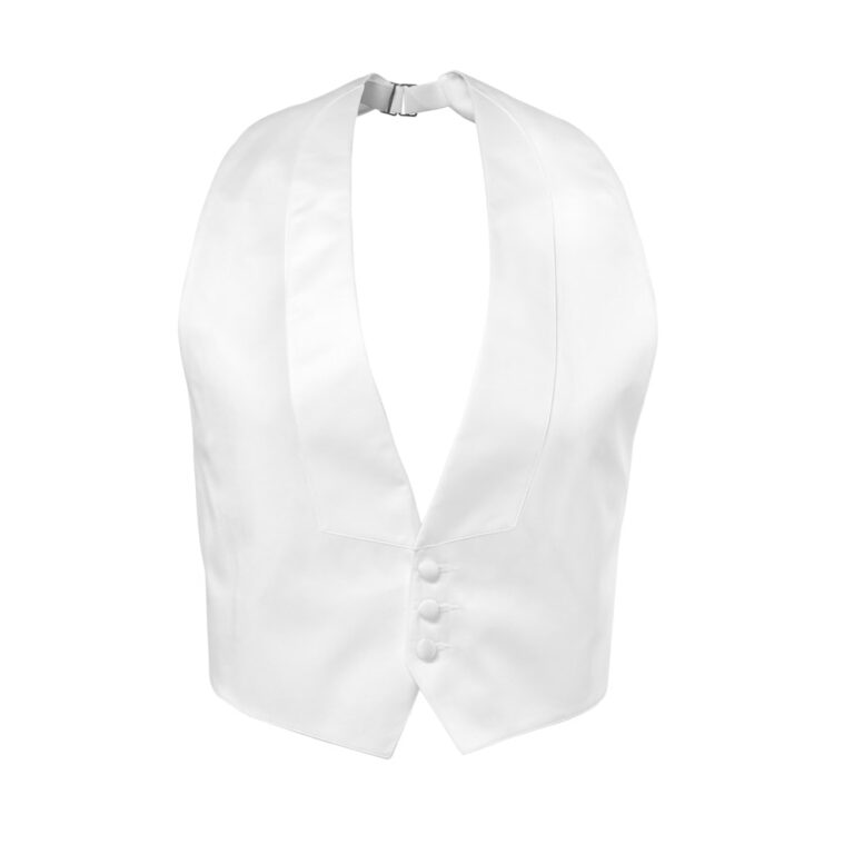 Low-Cut White Satin Vest