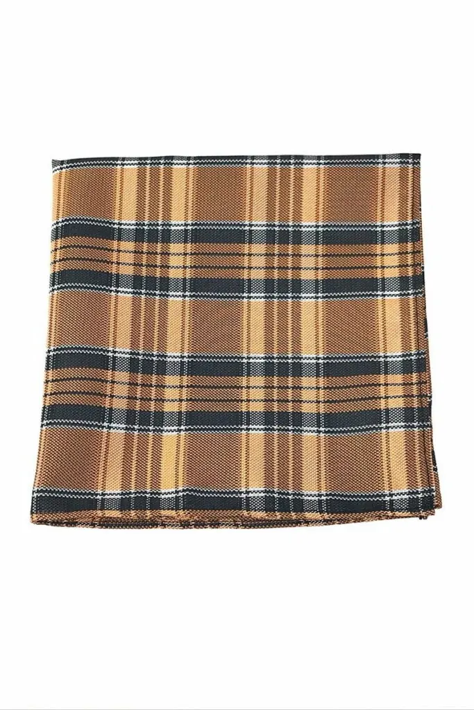 Orange Madison Plaid Pocket Square | National Tuxedo Rentals