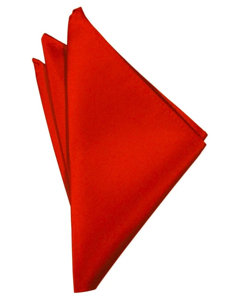 Persimmon Solid Satin Pocket Square | Rent or Buy